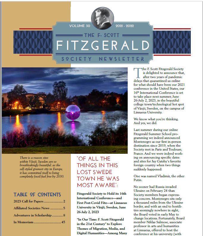 Society Publication – F. Scott Fitzgerald Society